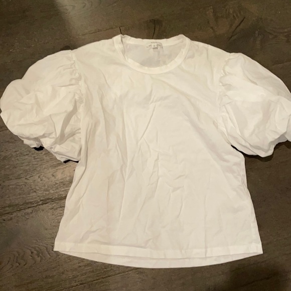 A.L.C. | Tops | Alc Xs T Shirt Puff Sleeve White Alc | Poshmark